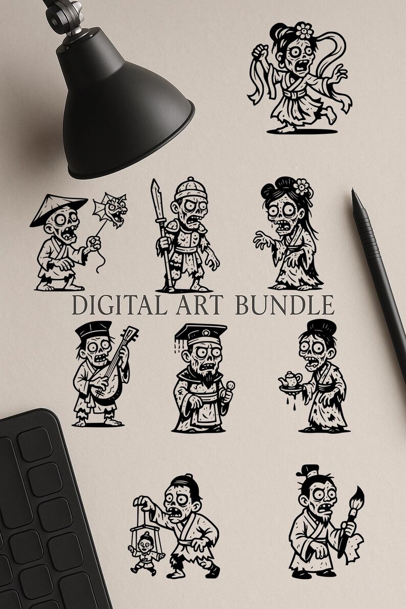 Ancient China Zombie SVG PNG Clipart Bundle | Chinese Undead Warrior ...