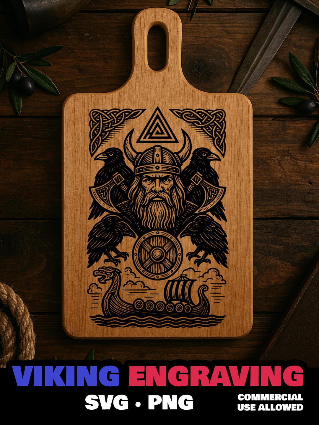 Viking Engraving SVG, Odin With Ravens, Norse Mythology Laser Cut File ...