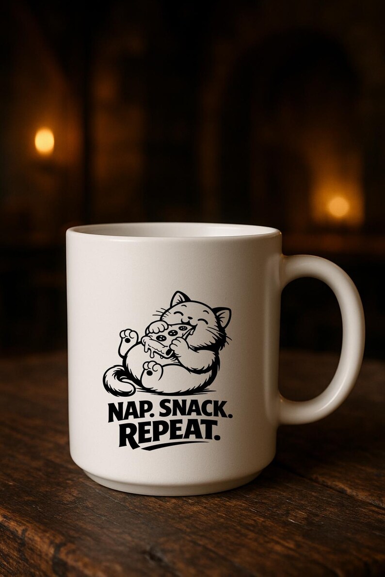 Nap Snack Repeat SVG PNG PDF – Cute Cat Eating Pizza Clipart, Funny ...