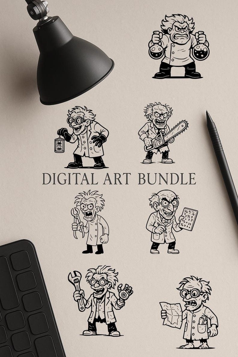 Mad Scientist SVG & PNG Digital Art Bundle – 20 Designs for Cutting ...