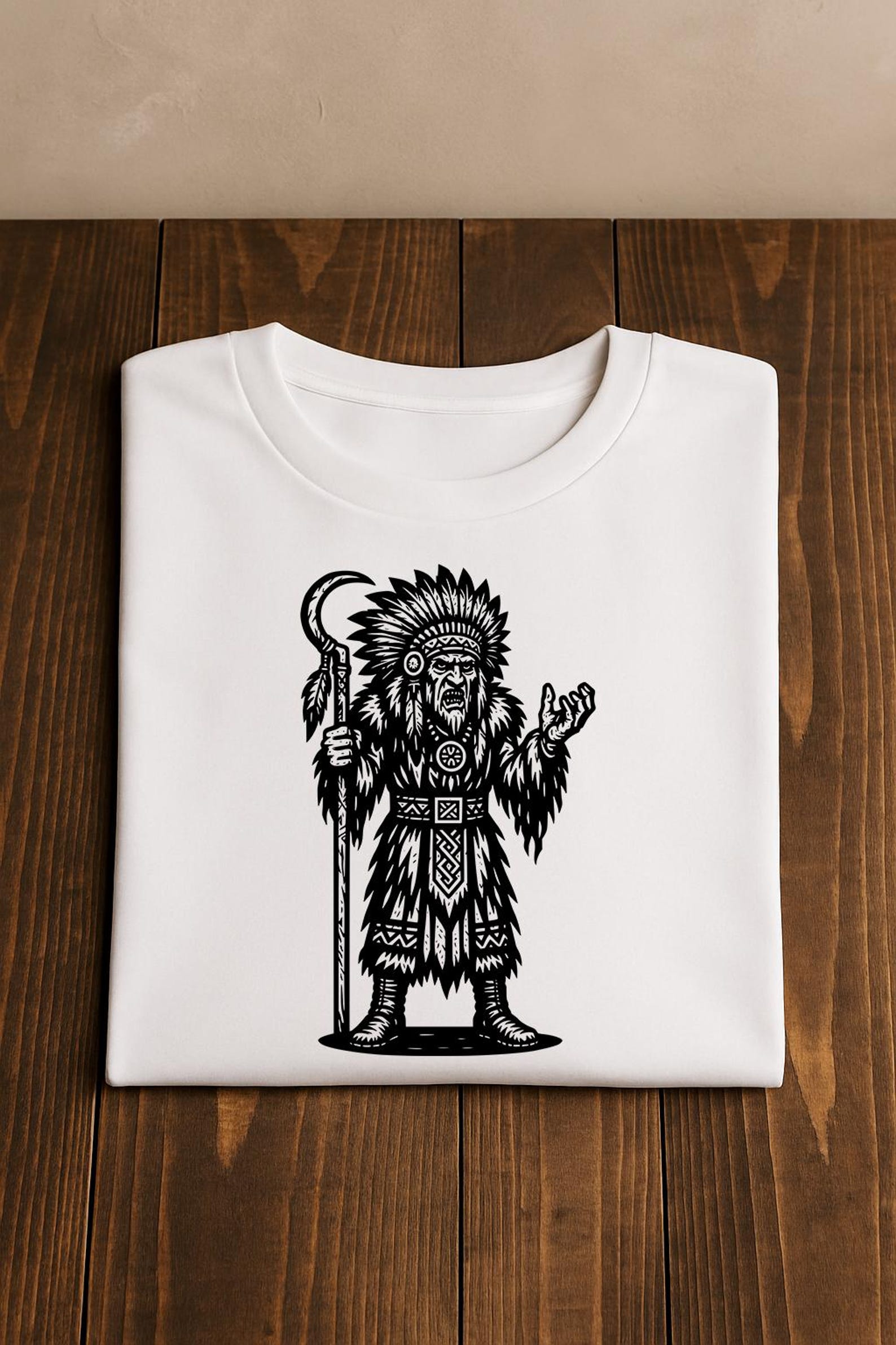 Tribal Shaman SVG PNG PDF | Dark Tribal Shaman Clipart | Black & White ...
