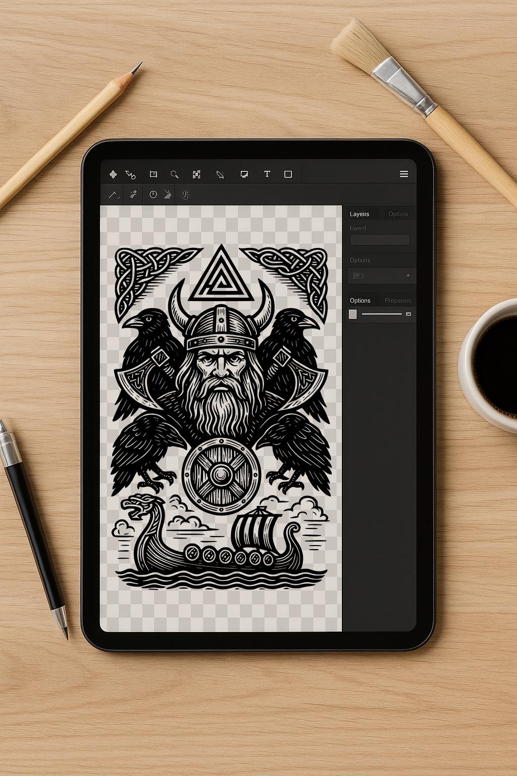 Viking Engraving SVG, Odin With Ravens, Norse Mythology Laser Cut File ...