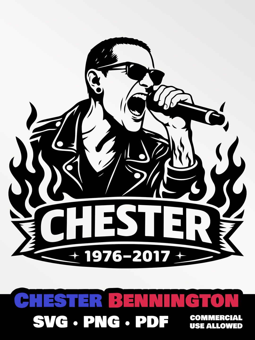 Chester Tribute SVG PNG PDF – Vocalist Silhouette Art, Rock Music ...