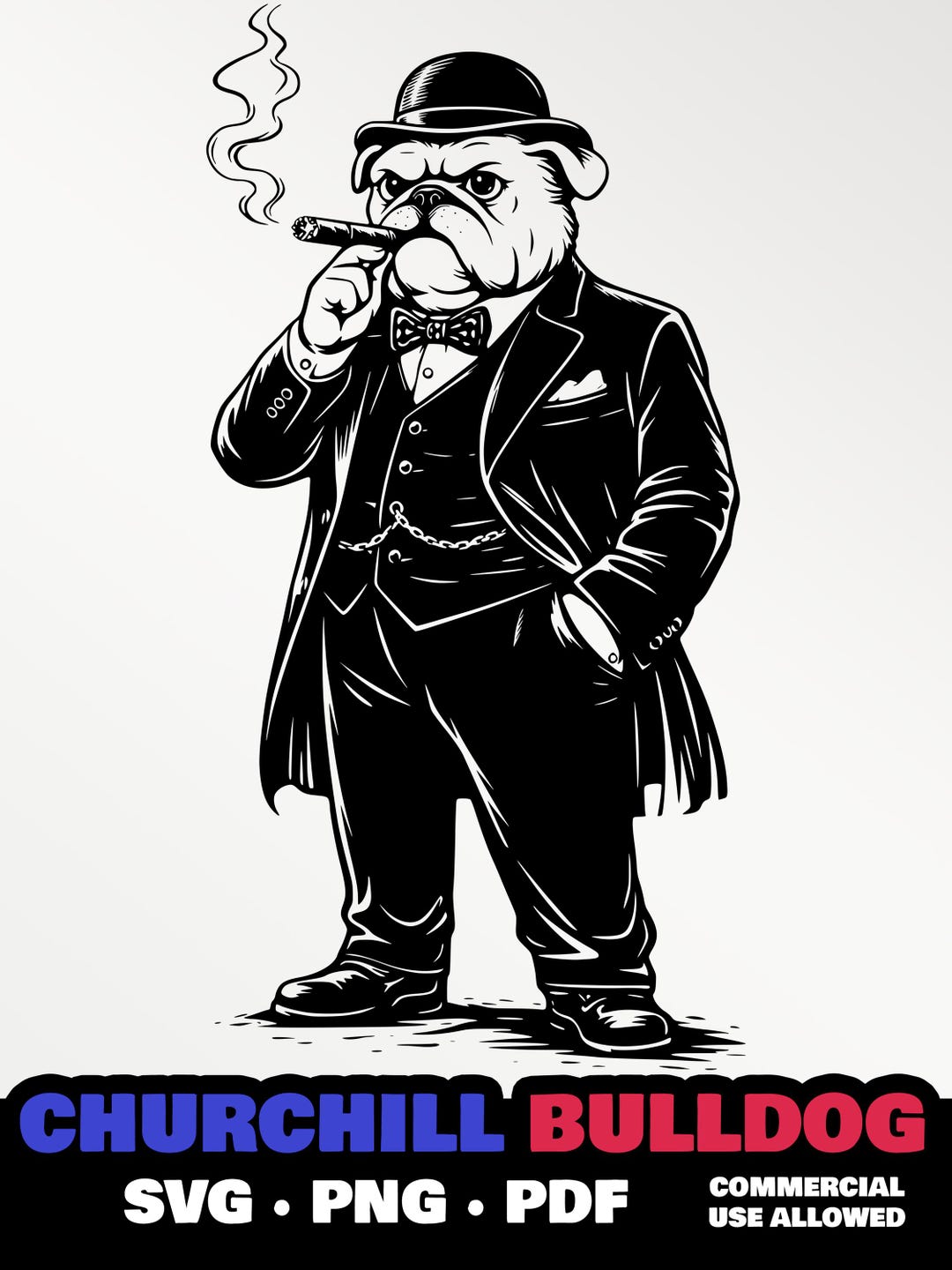 Winston Churchill Bulldog SVG PNG PDF | British Bulldog Gentleman ...