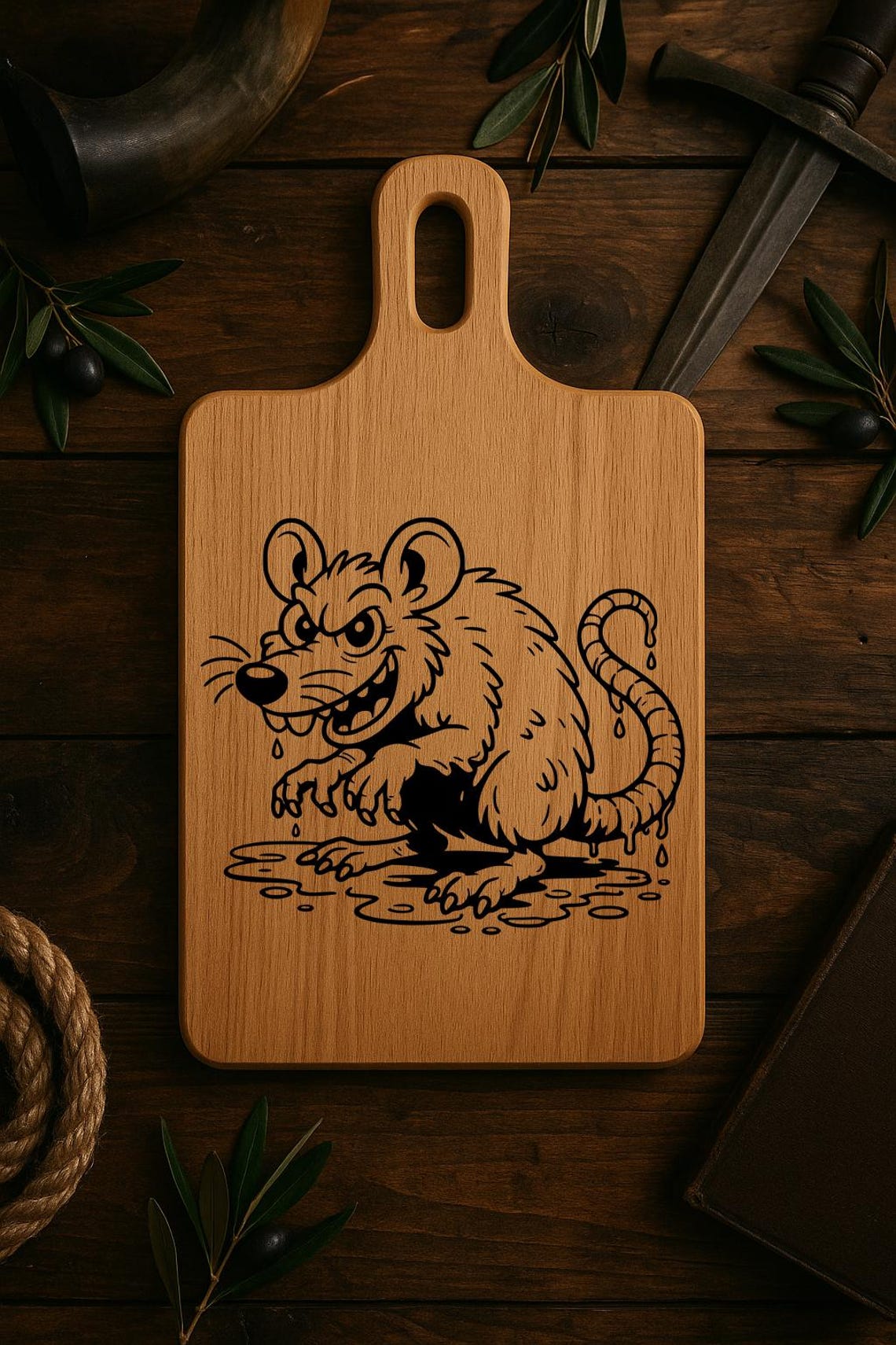 Sewer Rat SVG PNG PDF | Dirty Sewer Rat Cartoon Clipart | Black & White ...