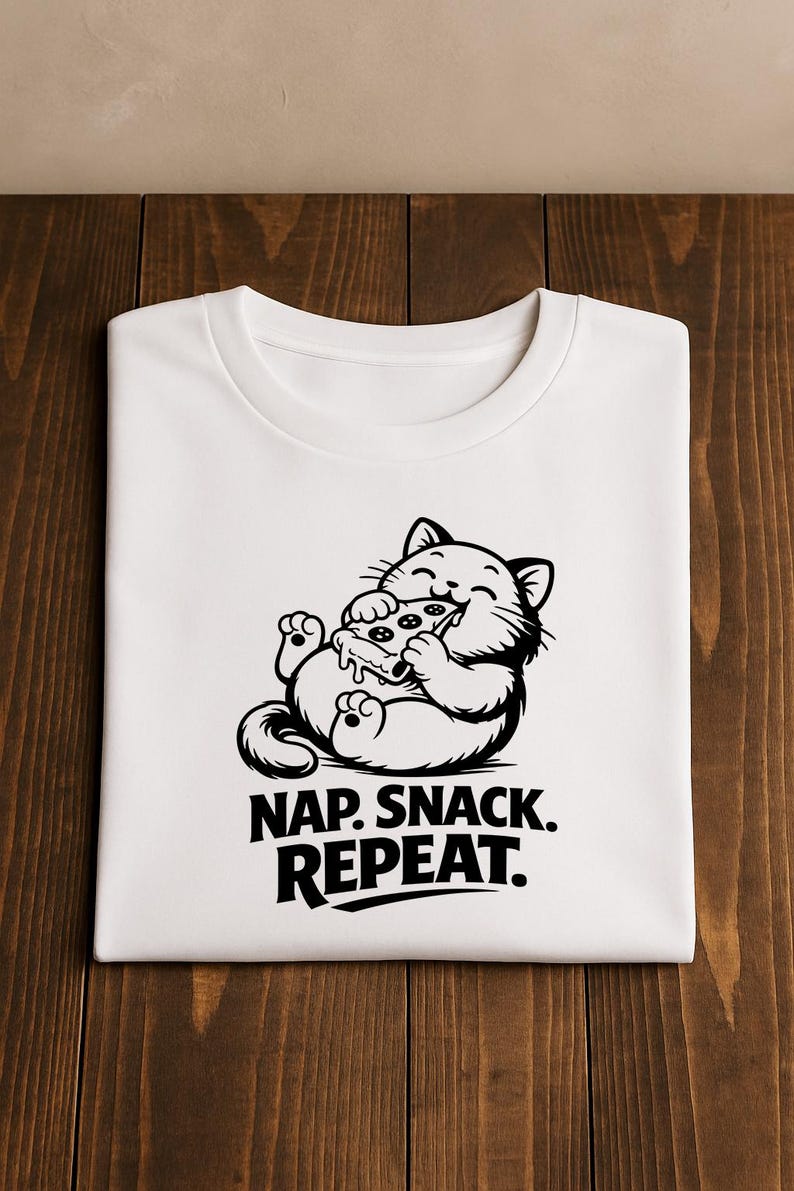 Nap Snack Repeat SVG PNG PDF – Cute Cat Eating Pizza Clipart, Funny ...