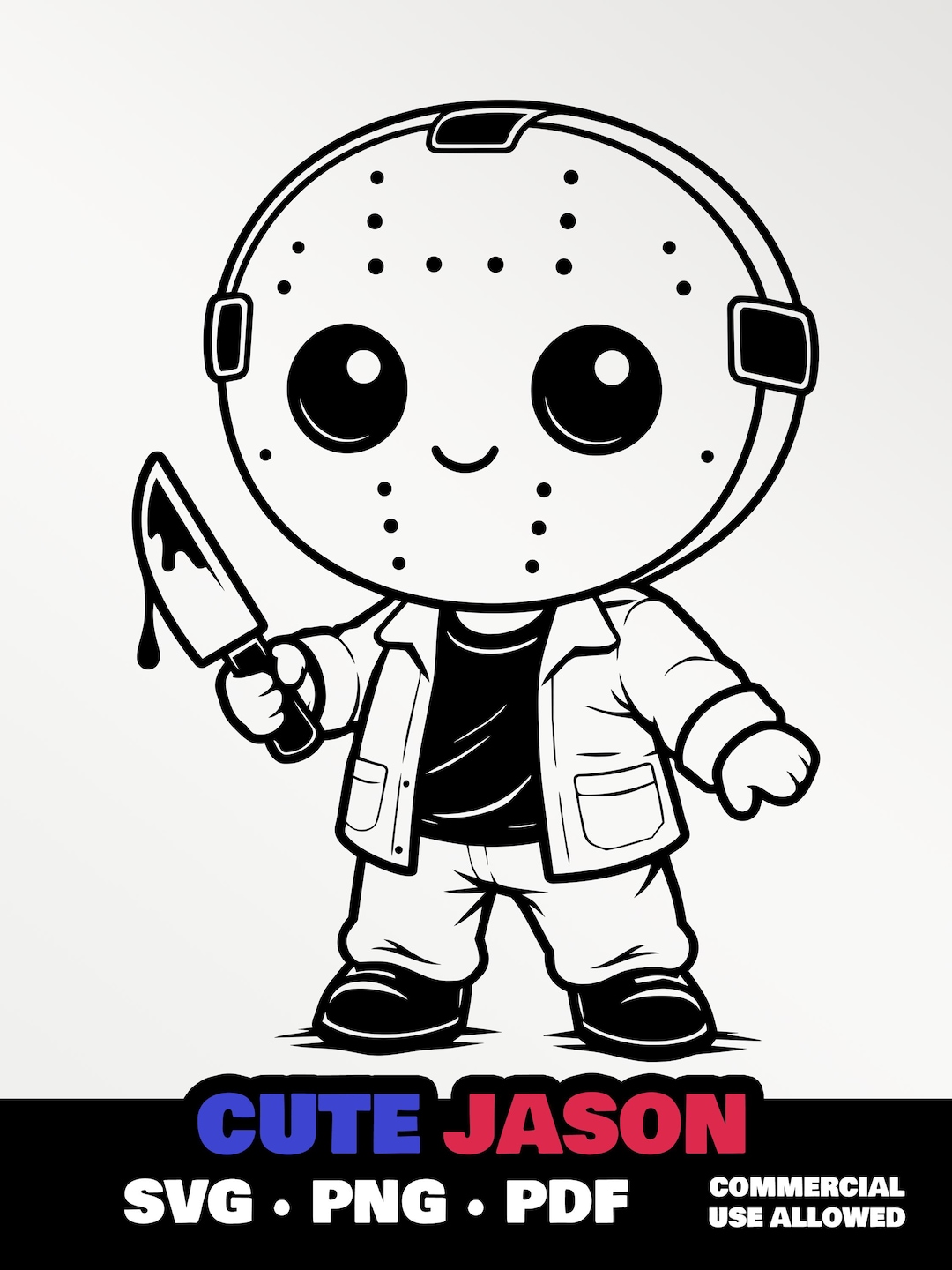 Cute Jason Clipart – Chibi Horror Slasher SVG PNG PDF, Scary Masked ...