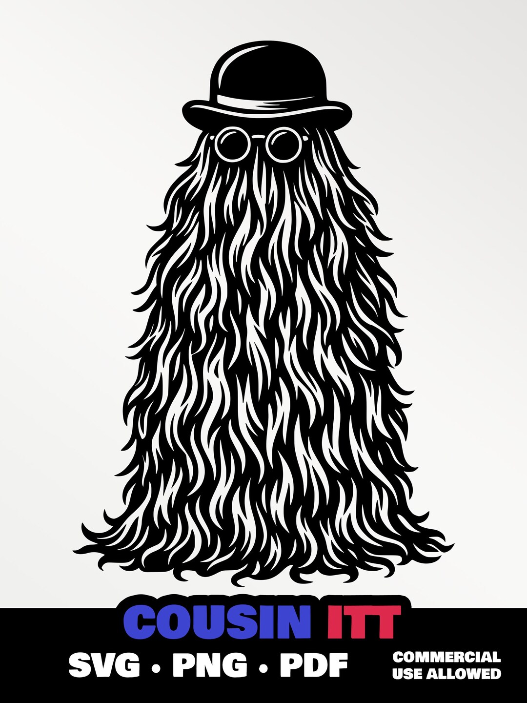 Cousin Itt Character SVG PNG PDF | Creepy Hair Monster Clipart | Gothic ...