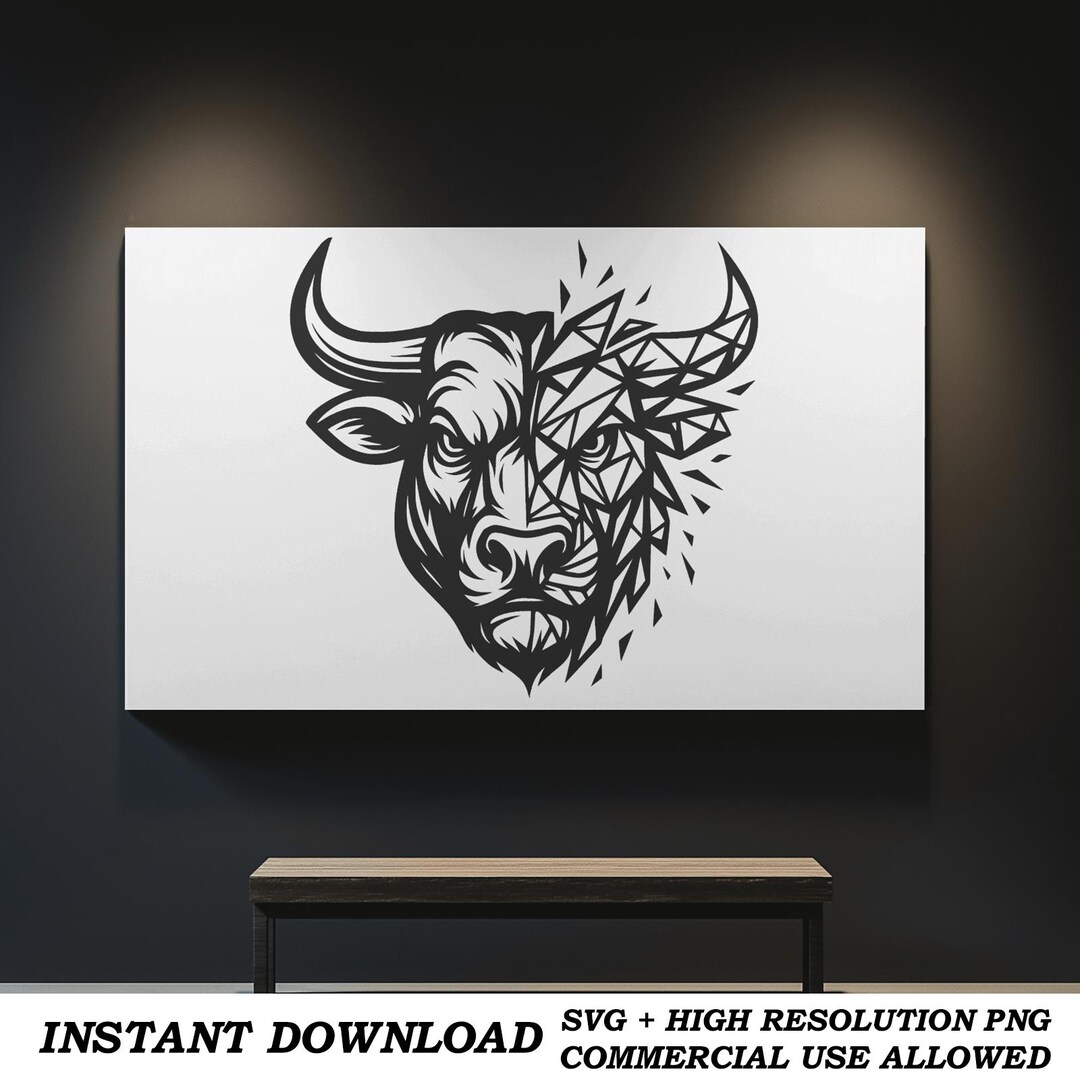 Geometric Bull SVG PNG | Tribal Bull Head Design | T-shirt Sublimation ...