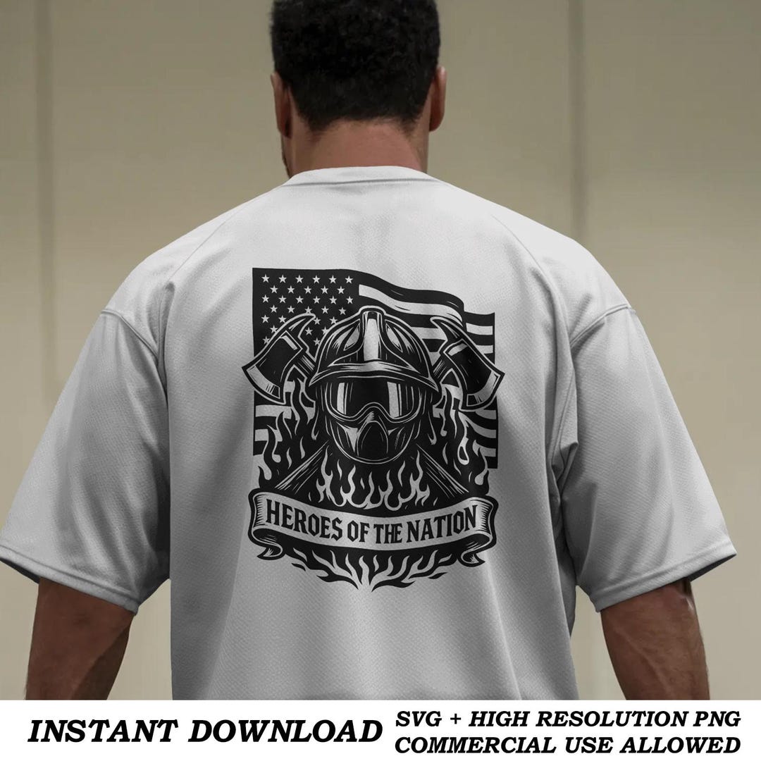 Firefighter SVG PNG | Heroes of the Nation Design | USA Flag Fireman ...