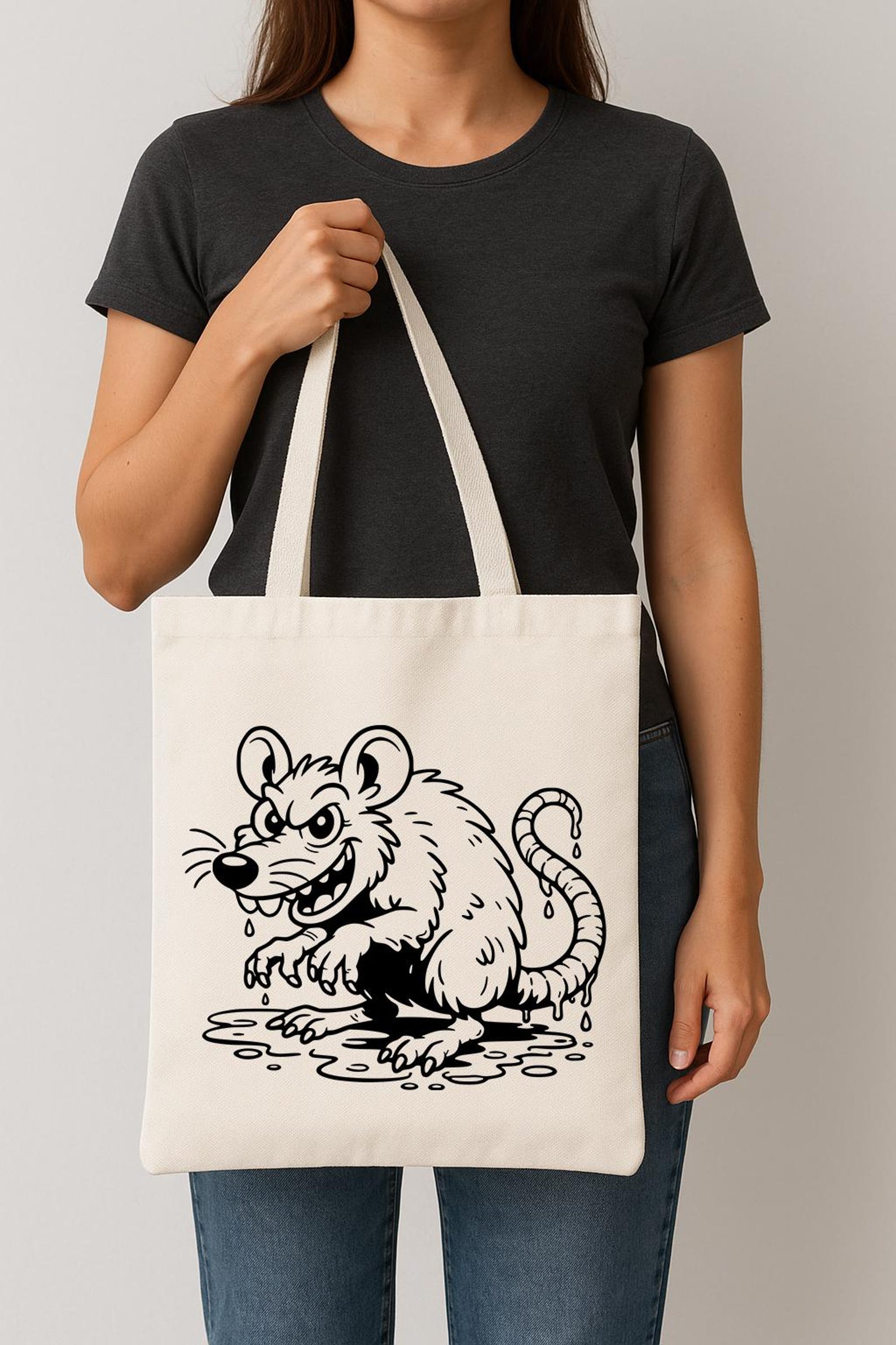 Sewer Rat SVG PNG PDF | Dirty Sewer Rat Cartoon Clipart | Black & White ...