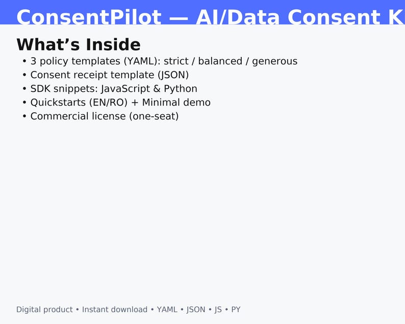 Consentpilot • GDPR Kit for AI Features: Consent Policies + Receipt ...