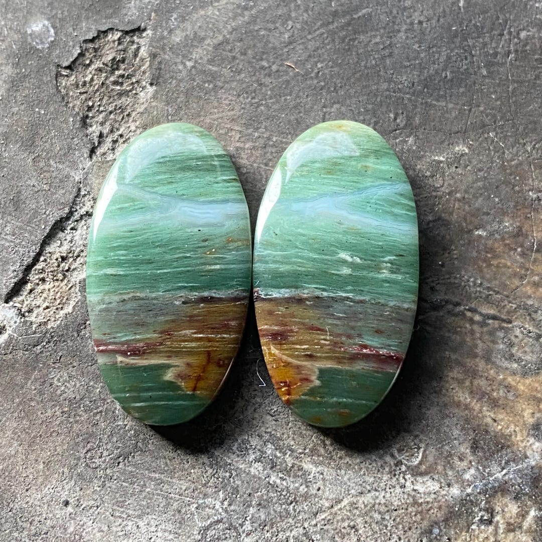 Gary Green Jasper Gem Pair - Etsy