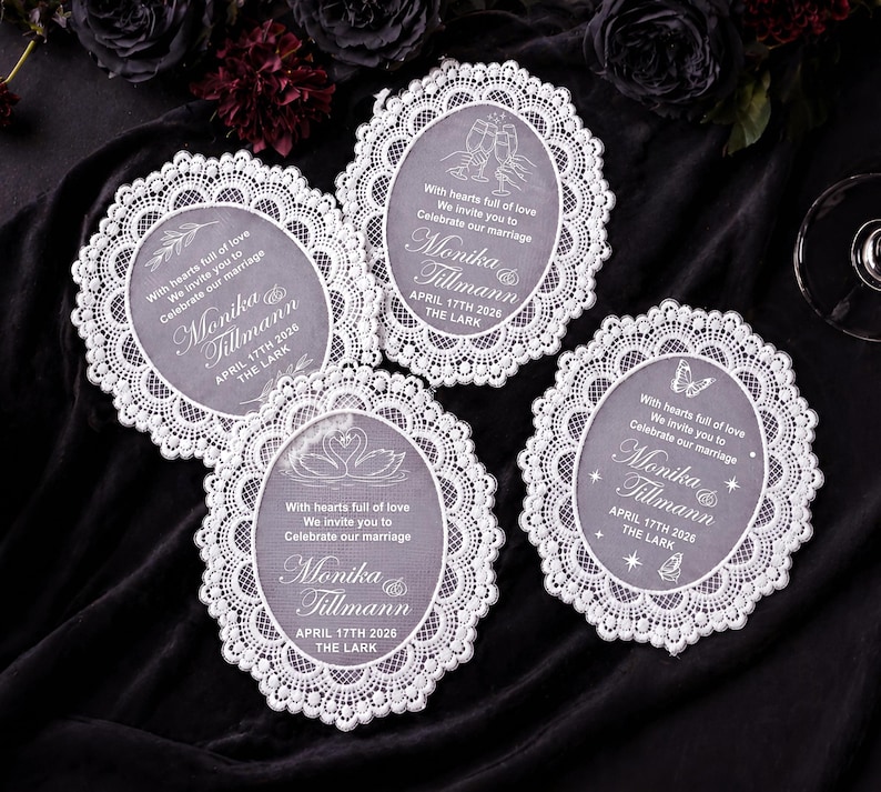 Custom Oval Lace Invitation Card, Personalized Wedding Invites, Elegant ...
