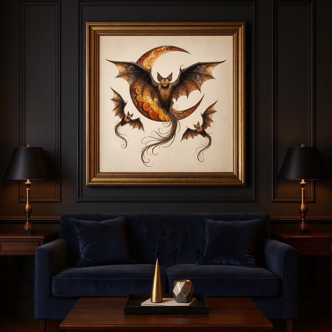 Spooky Bat Halloween Wall Art: AI Printable (digital Download) - Etsy