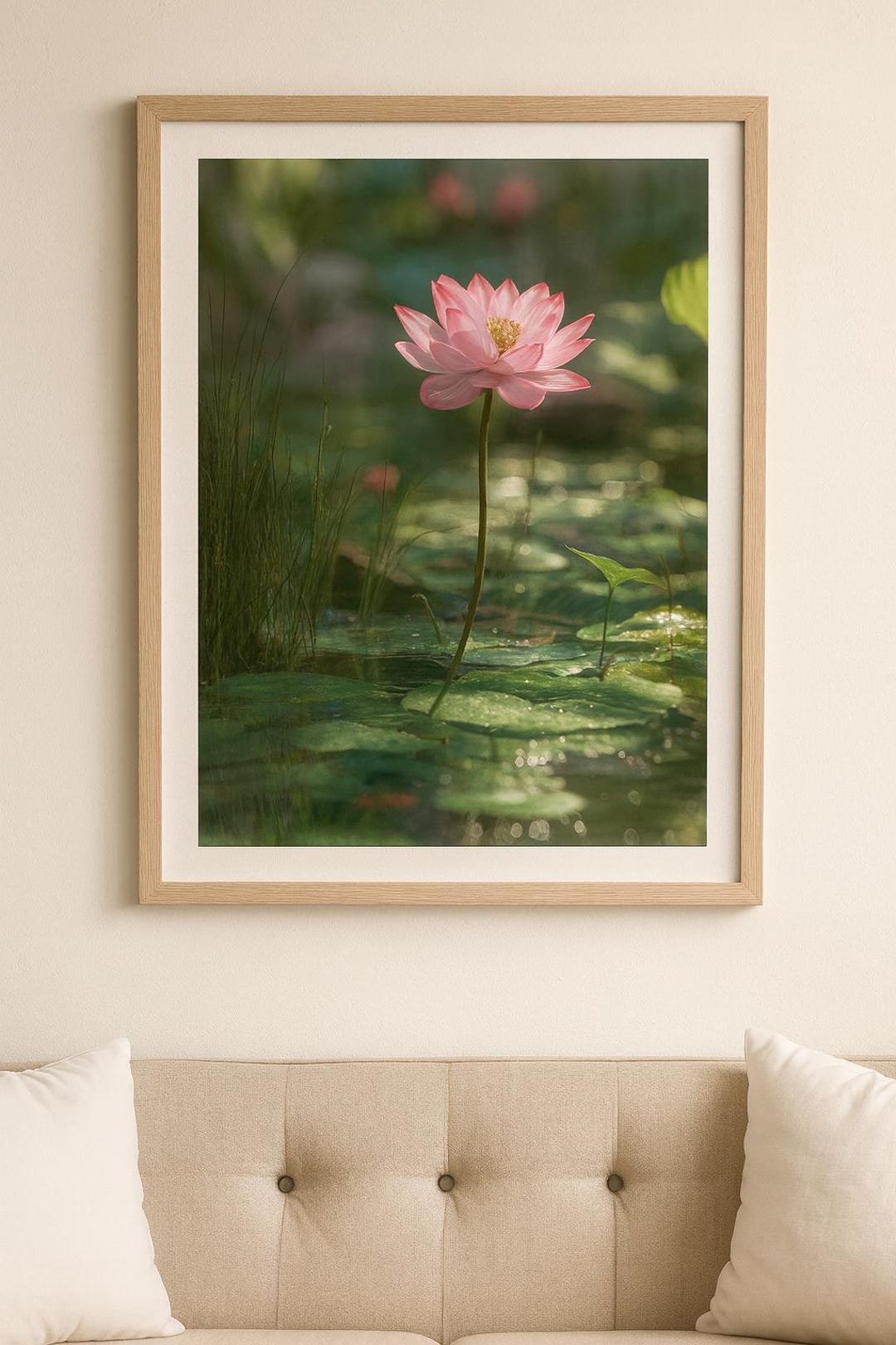 Pink Lotus Flower Art: Cinematic Realism Digital Print (digital ...