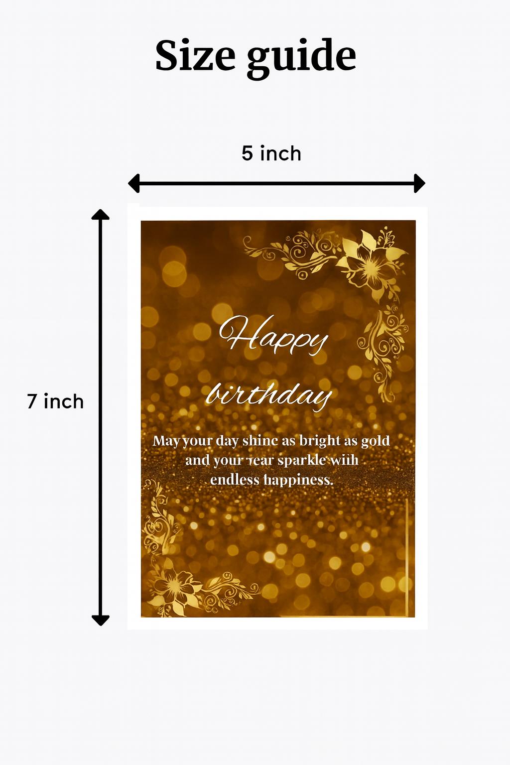 Elegant Gold Glitter Birthday Card | 5x7 Printable (digital Download ...