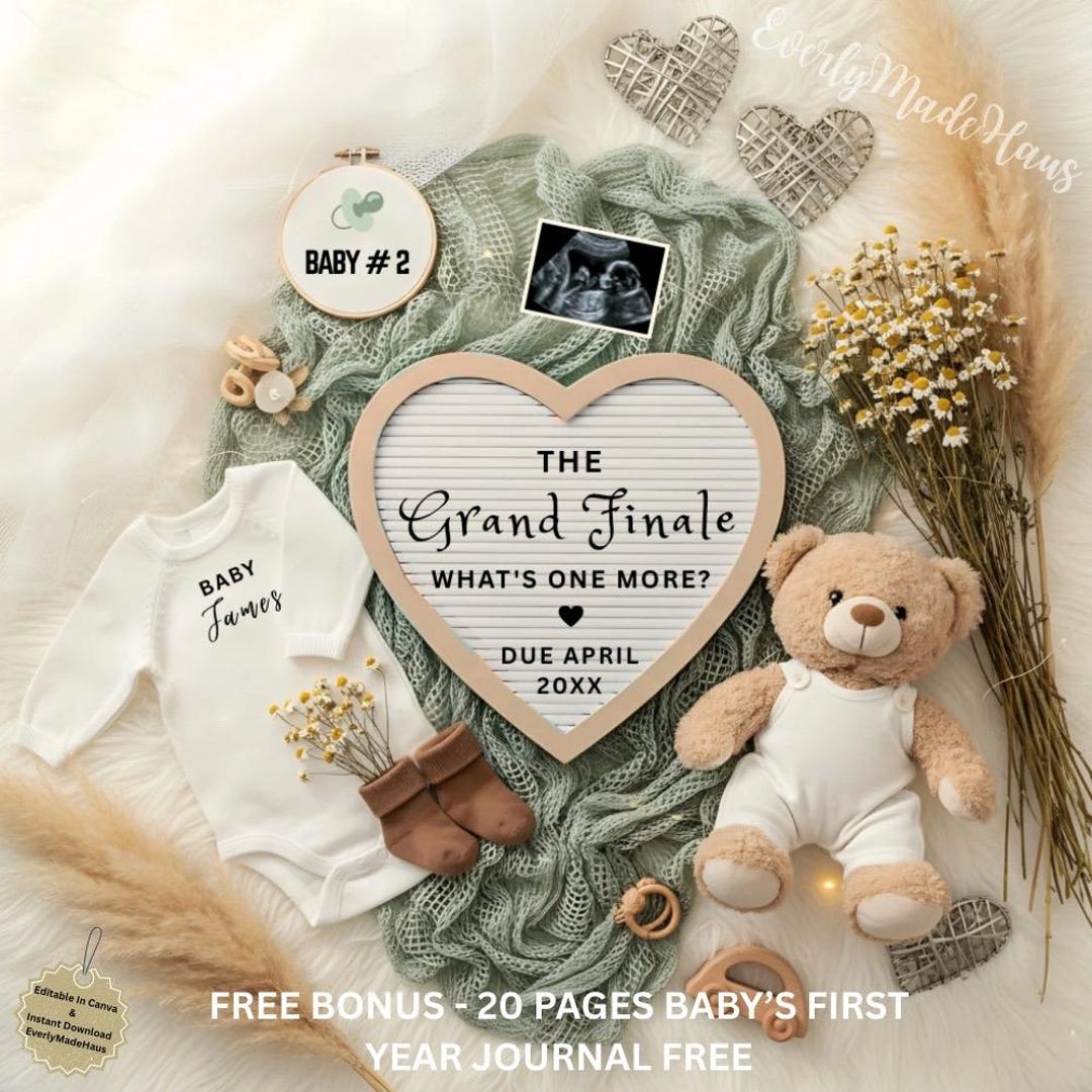 Grand Finale Pregnancy Announcement, Last One Baby Reveal: Editable ...