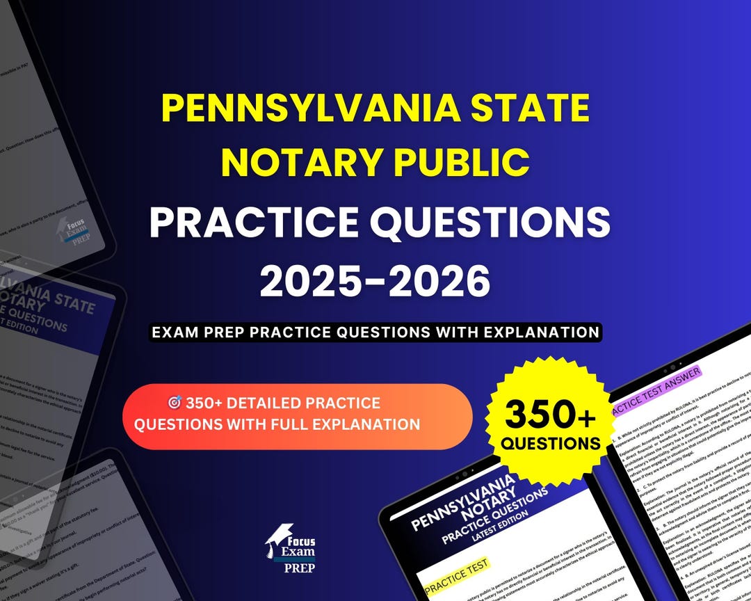 Pennsylvania State Notary Public Practice Questions 2025-2026 | Test ...