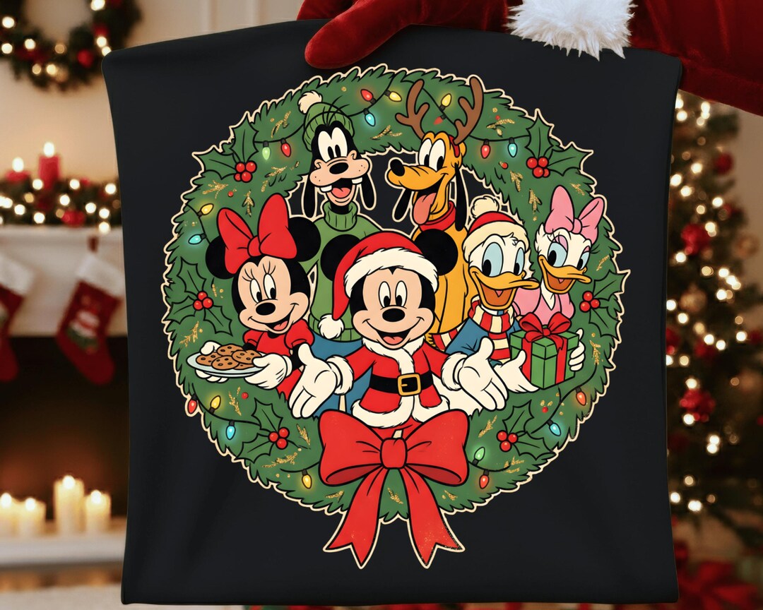 Christmas Cartoon Character Wreath PNG, Cute Holiday Friends Clipart ...