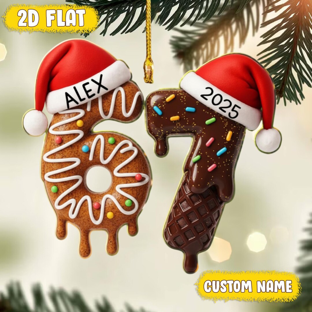 Personalized Six Seven Meme Ornament, 2025 Gen Alpha Humor Christmas ...