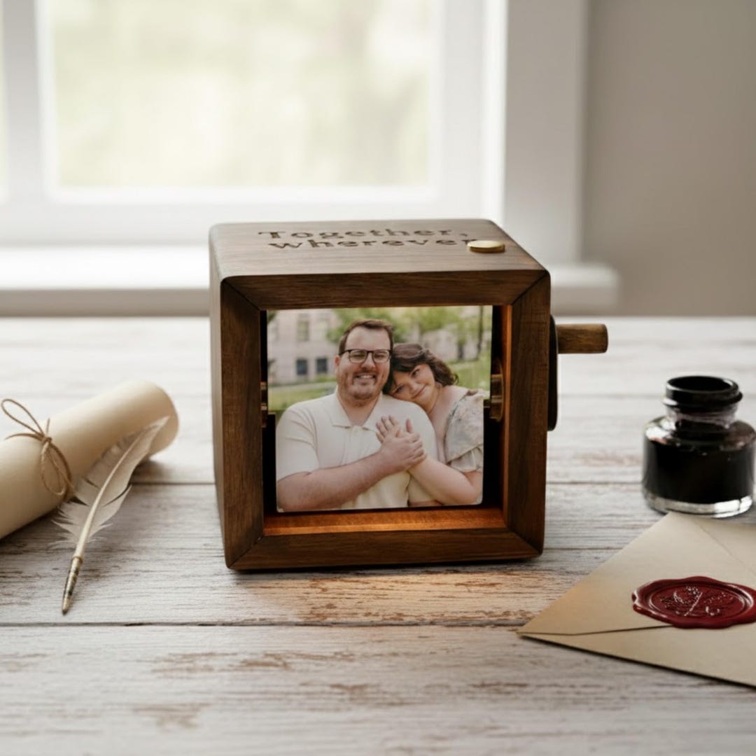 Custom Animation Photo Book With Light, Personalized Wooden Crank ...