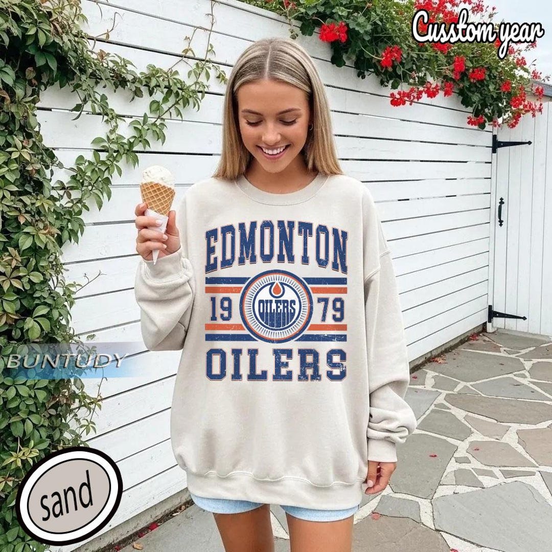 Edmonton Oilers Vintage Hockey Sweatshirt, Edmonton Crewneck, Retro ...