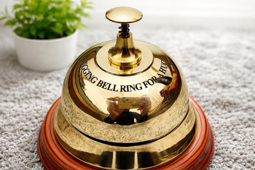 Personalized Brass Bell With Wooden Base - Custom Desk Bell - Reception ...