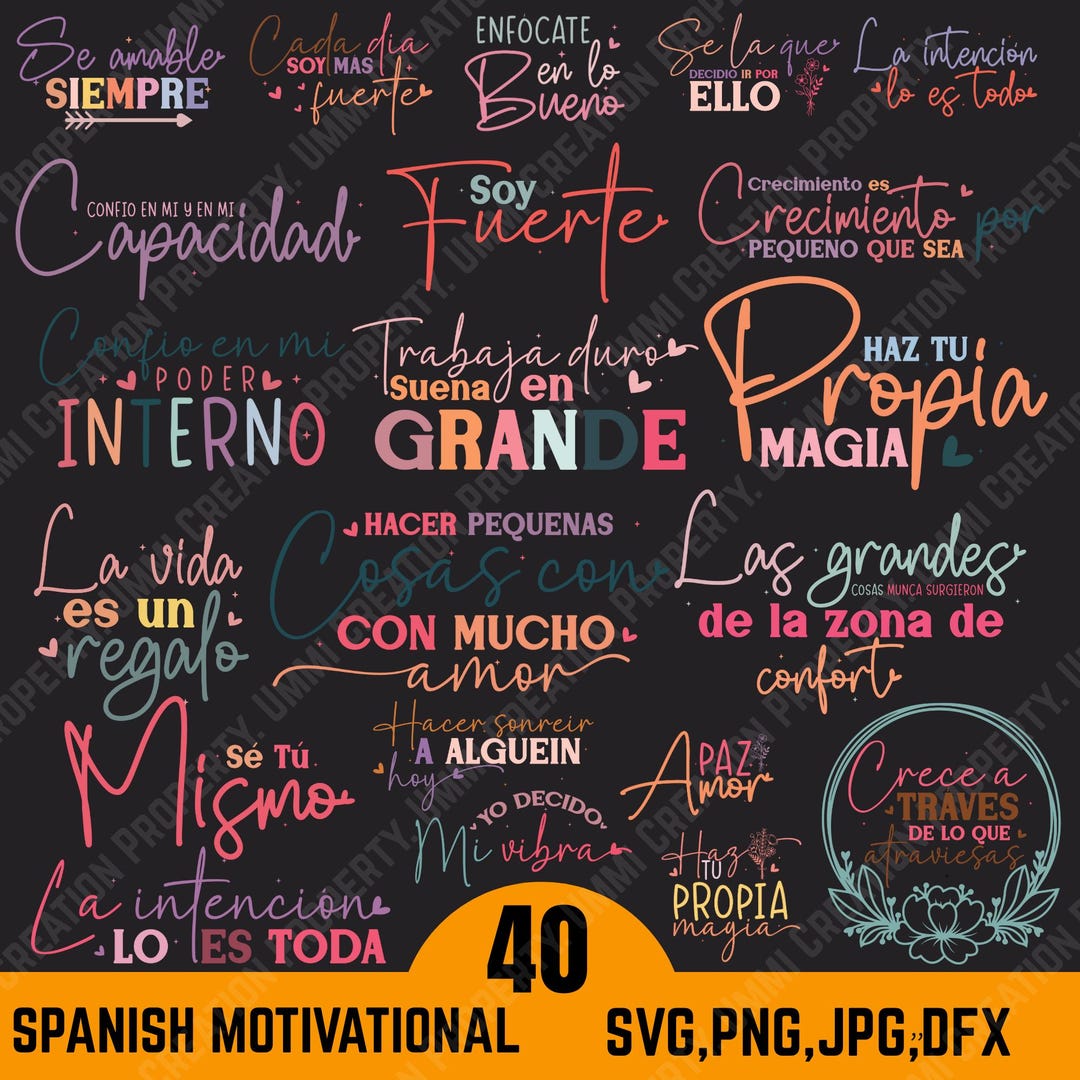 Colorful Spanish Motivational Quotes SVG Bundle: Spanish Quotes ...