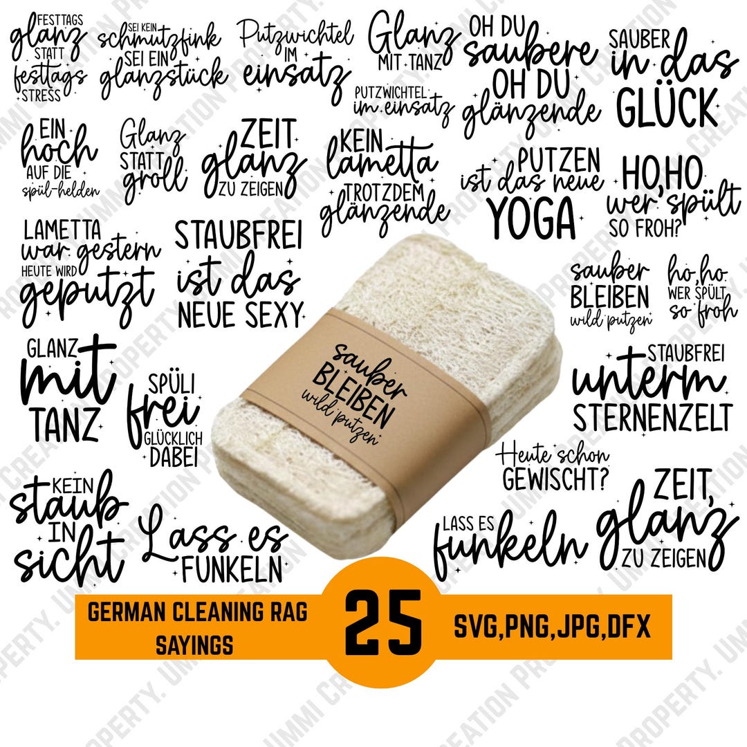German Cleaning Rag Saying SVG Bundle: Haushalt Sprüche, Dishcloth ...