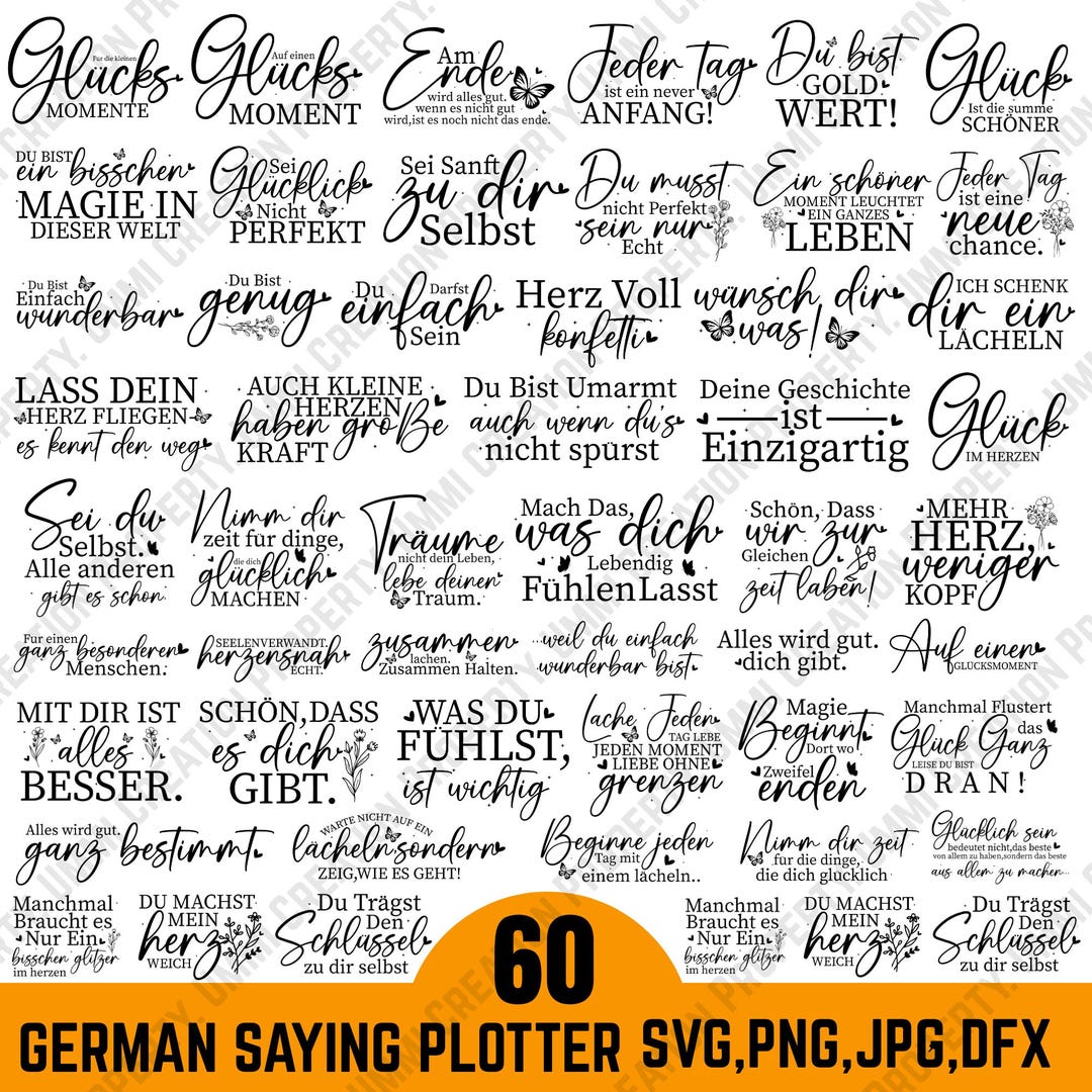 German Positive Sayings SVG Bundle: Inspirational Quotes, German Quotes ...