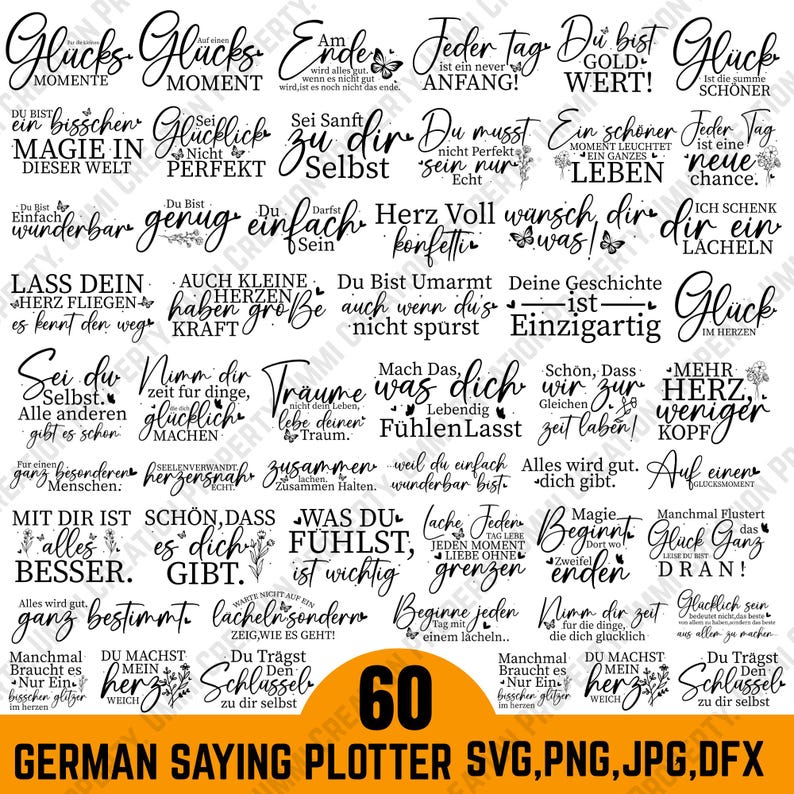 German Positive Sayings SVG Bundle: Inspirational Quotes, German Quotes ...