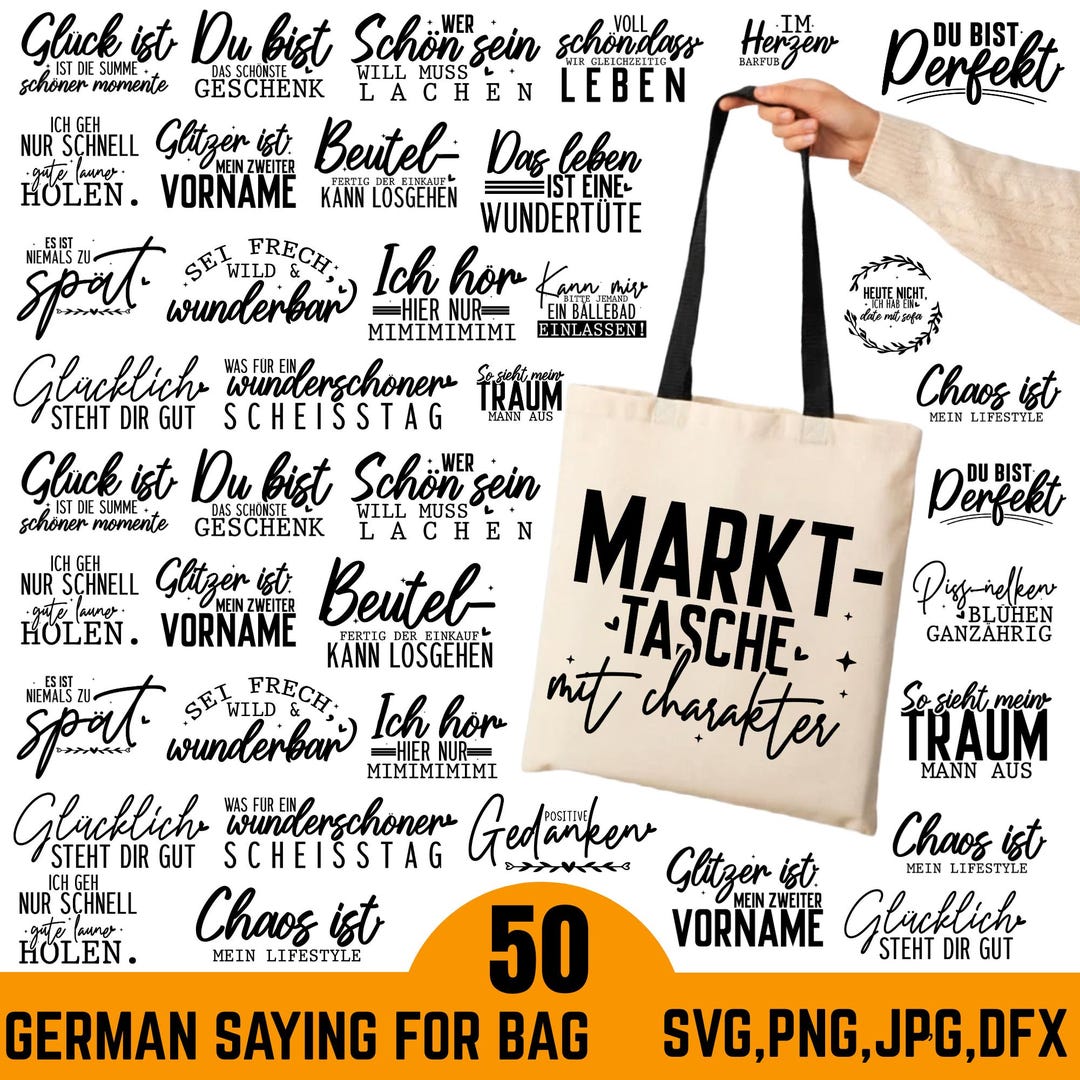 German Bag Sayings SVG Bundle: Tote & Jute Bag Quotes, Funny Tote ...