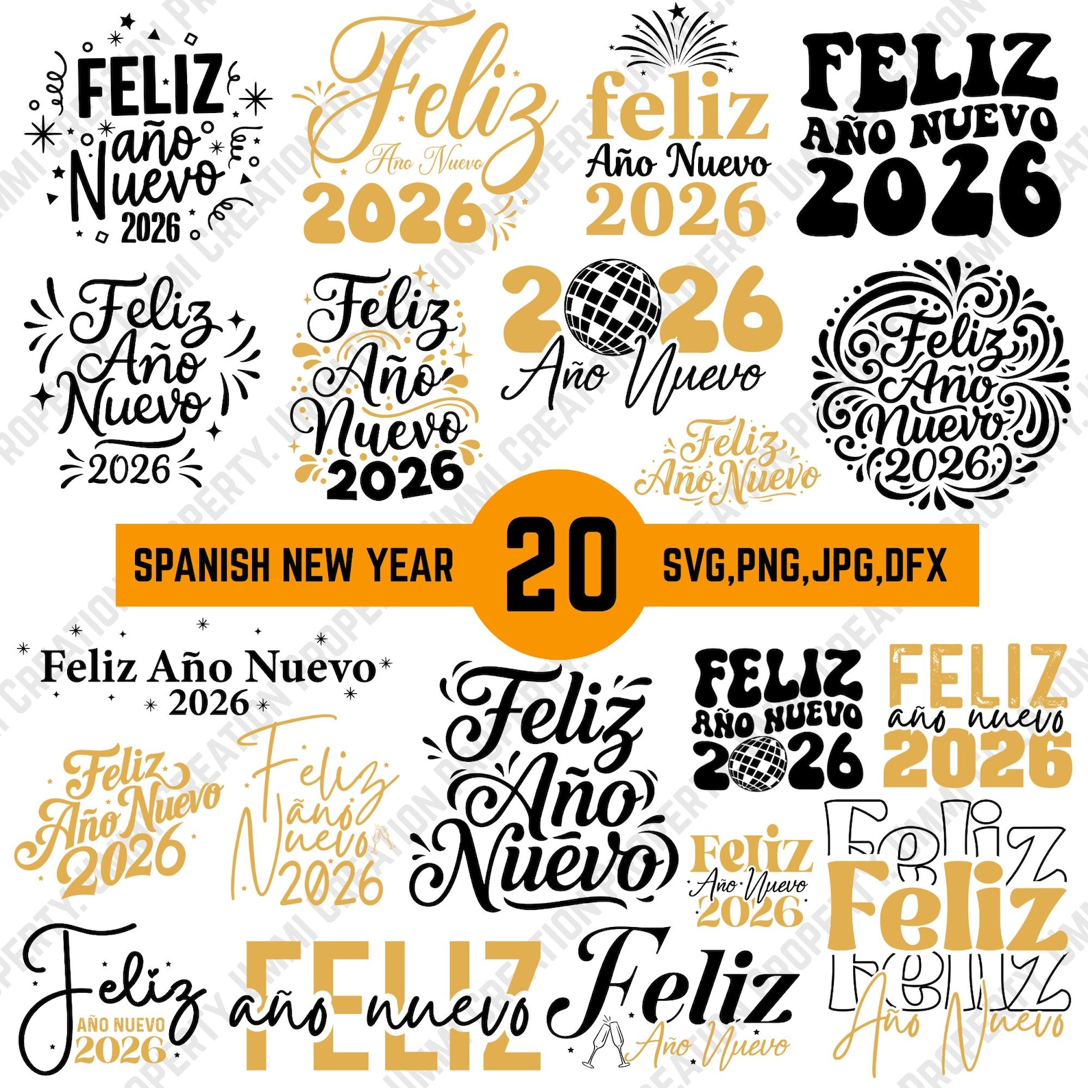 Spanish Feliz Ano Nuevo 2026 SVG Bundle: New Years Eve, Shirt Svg for ...