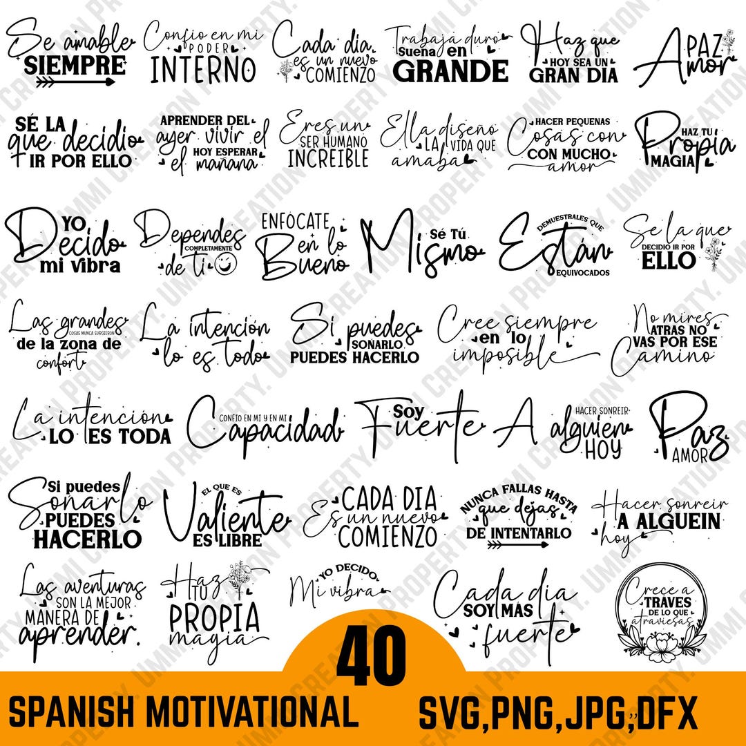 Spanish Motivational Quotes SVG Bundle: Spanish Quotes, Positive Quotes ...