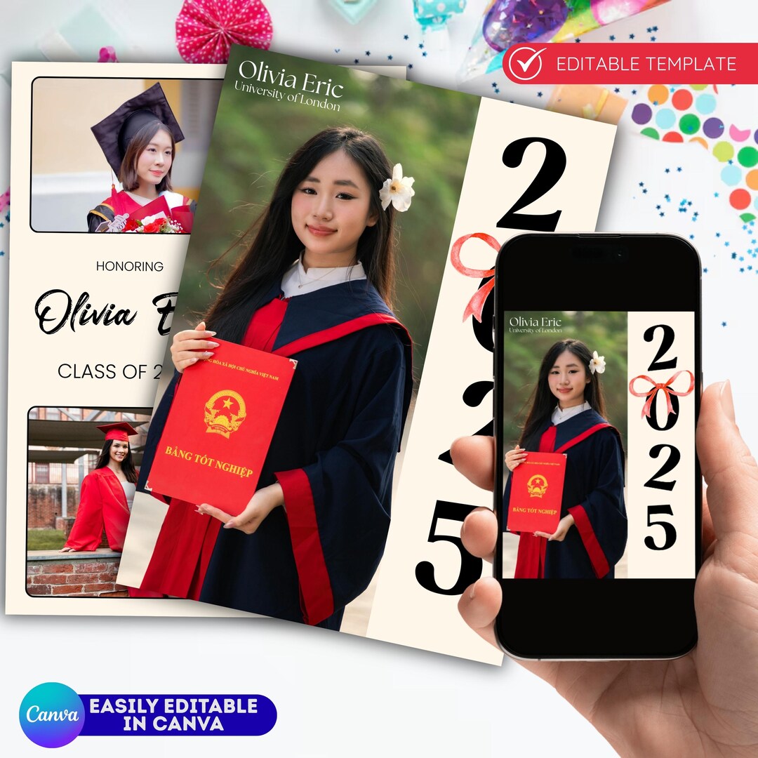Editable Graduation Party Invitation Card, Graduate Celebration ...