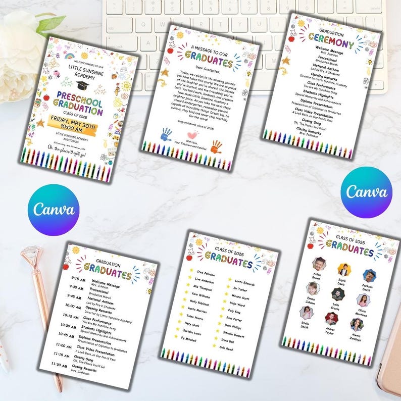 Editable Preschool Graduation Program, Ceremony Printable, Kindergarten ...