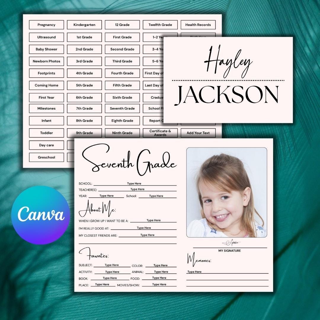 Editable School Memory Binder Kit, Printable Keepsake (digital Download ...