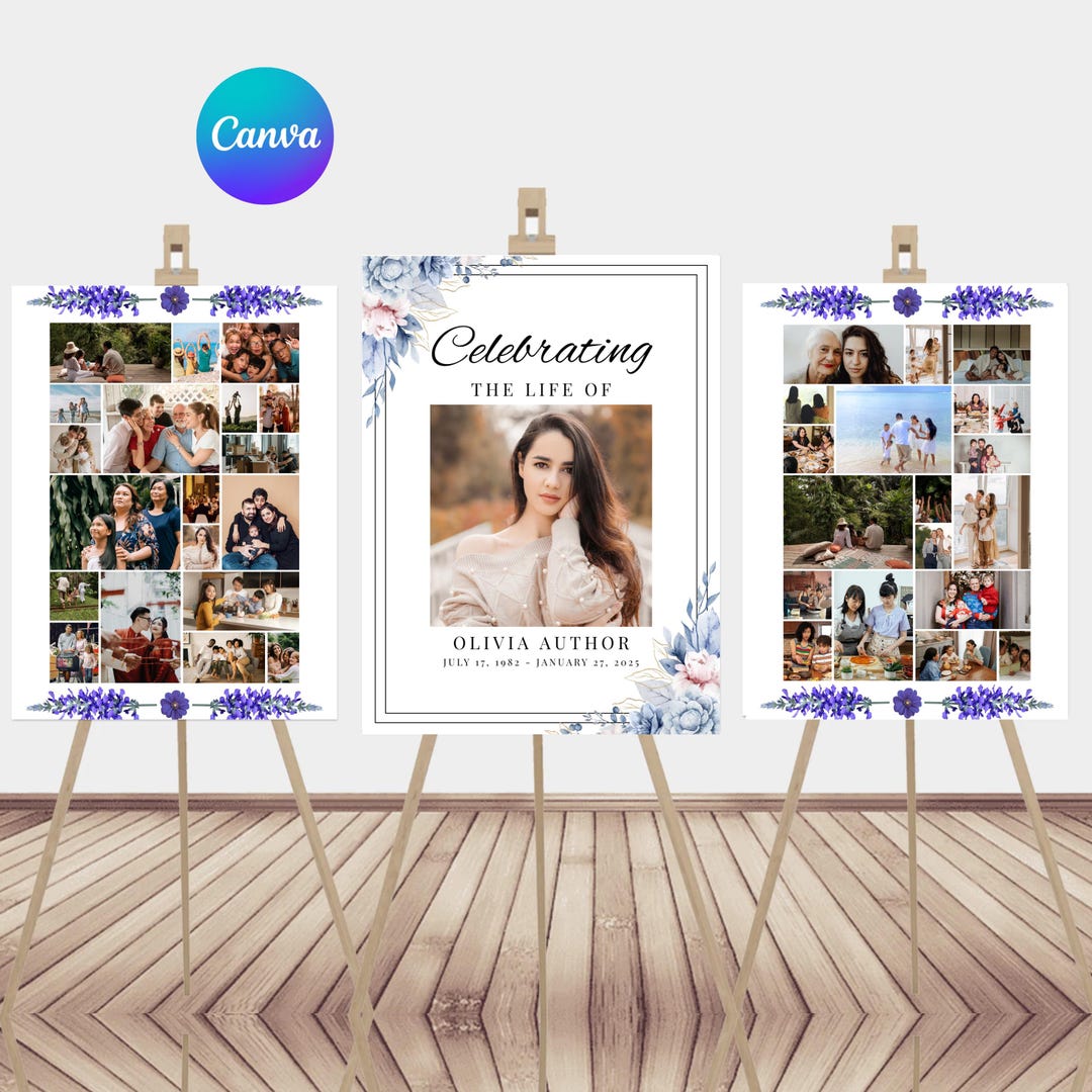 Celebration of Life Photo Collage Poster: Editable Funeral Template ...