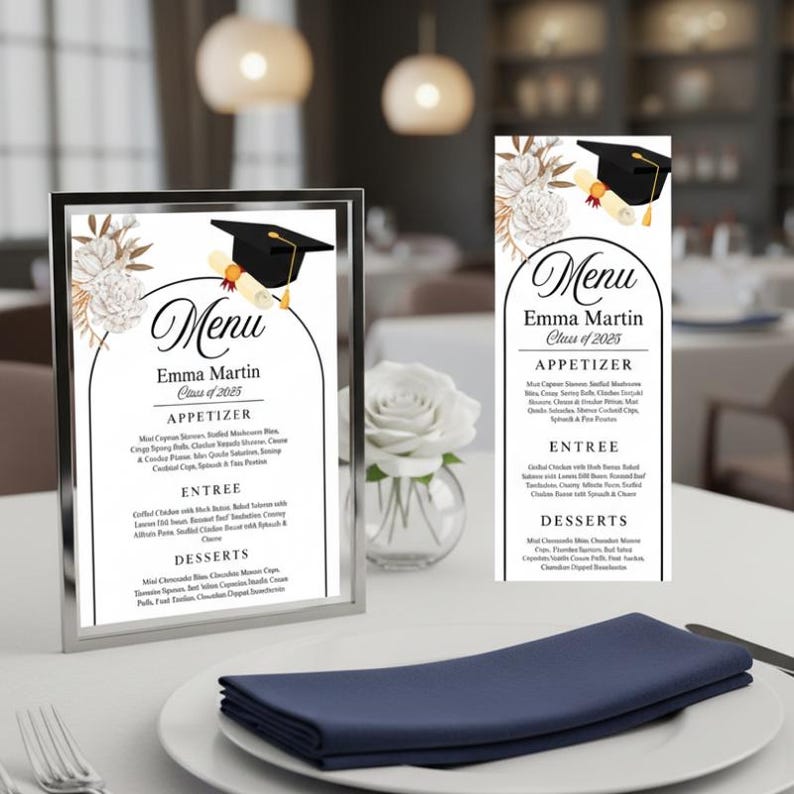 Editable Graduation Menu Template Canva, Printable Graduation Party ...