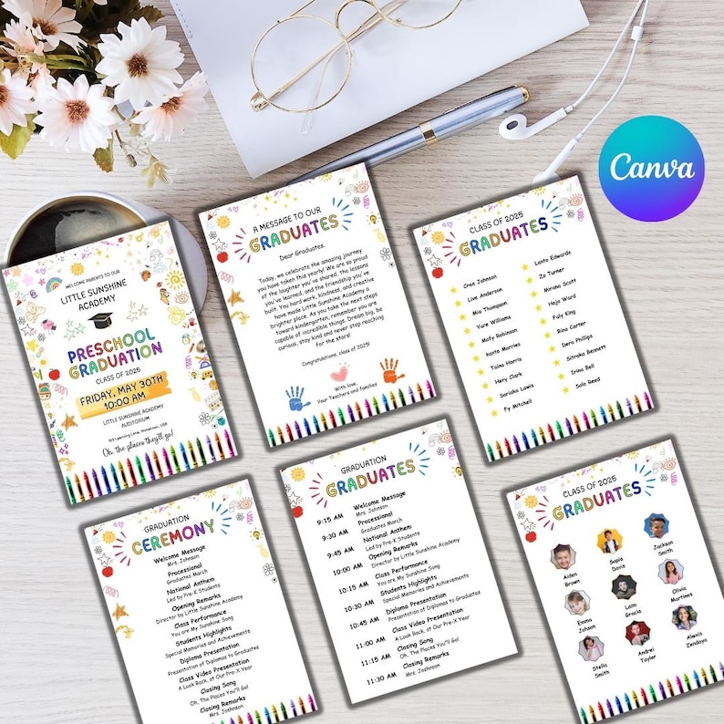 Editable Preschool Graduation Program, Ceremony Printable, Kindergarten ...