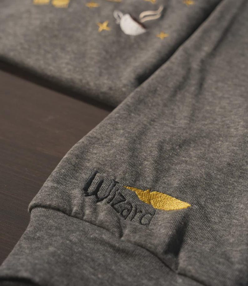 Embroidered Wizard Sweatshirt: Personalized Name Sleeve, Snake House - Etsy