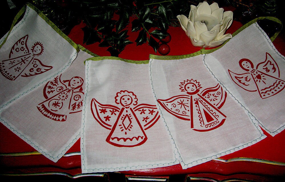 Folk Angel Garland. Angel Banner. Christmas Banner. | Etsy