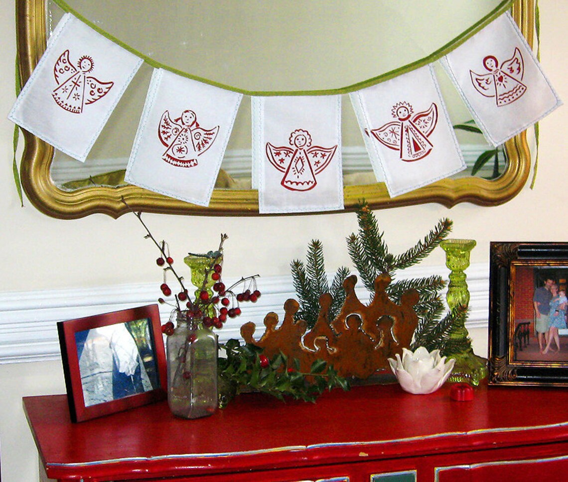 Folk Angel Garland. Angel Banner. Christmas Banner. - Etsy