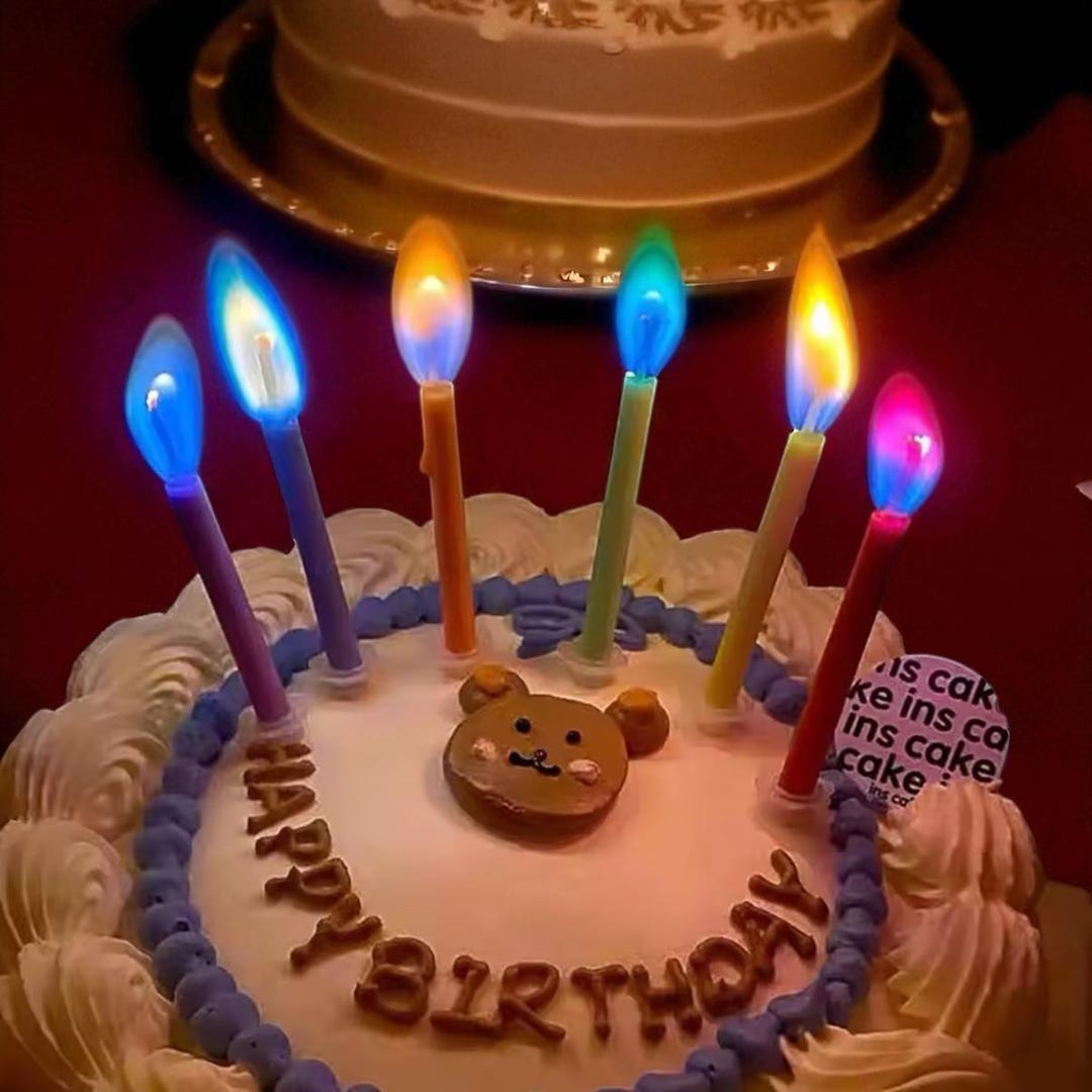 Color Flame Birthday Candles – 6/12 Pack Multicolor Party Cake Candles ...