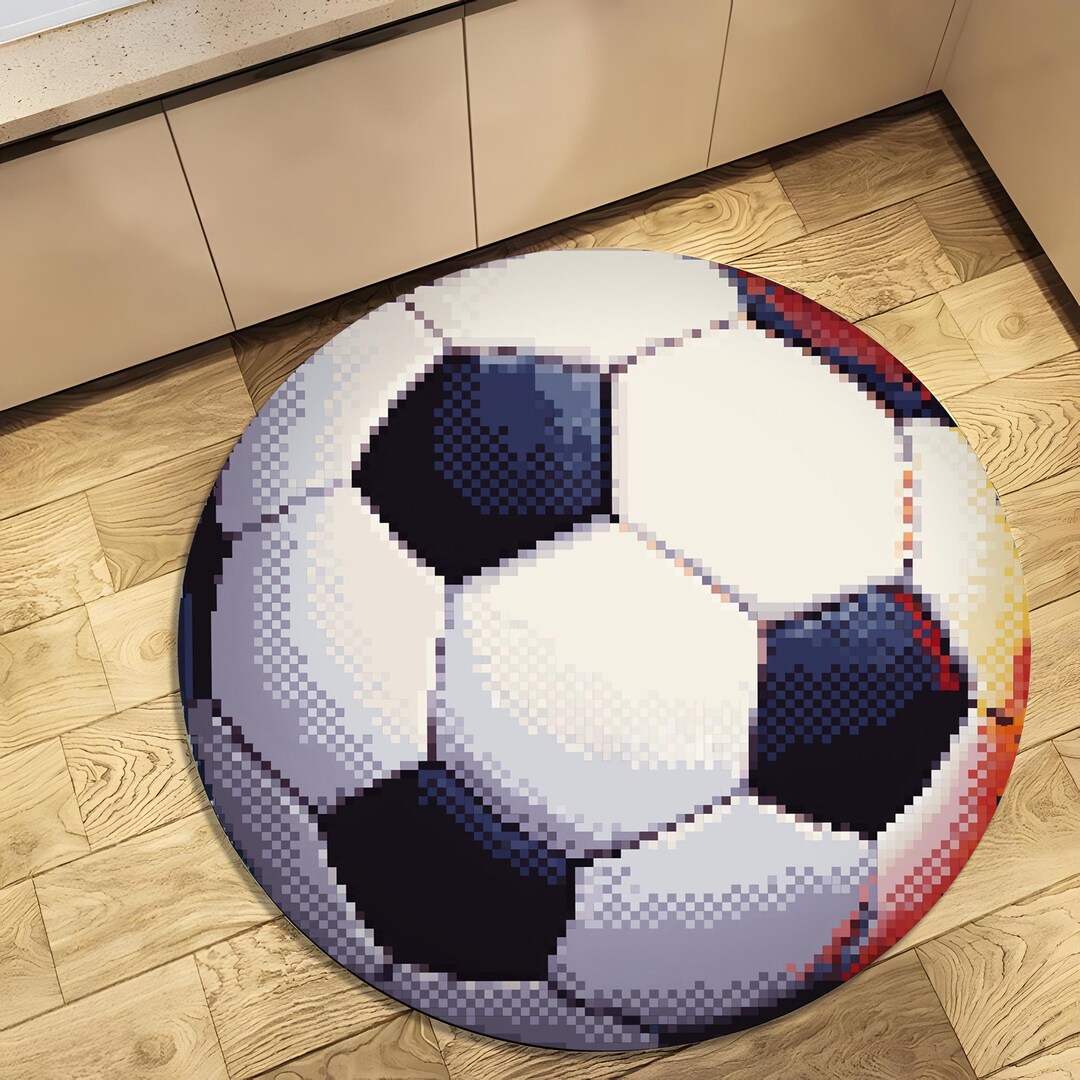 Pixel Soccer Ball Round Rug, Retro Game Style Decor - Etsy