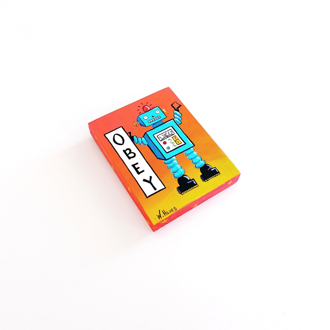 Obey robot Wooden Block - Etsy