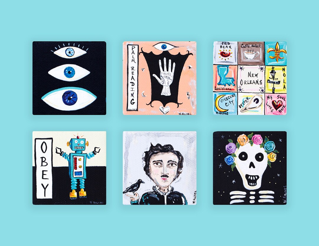 Robot Sit, Boy Mini Canvas Easel Evil Eye, Palm Reading, New Orleans ...