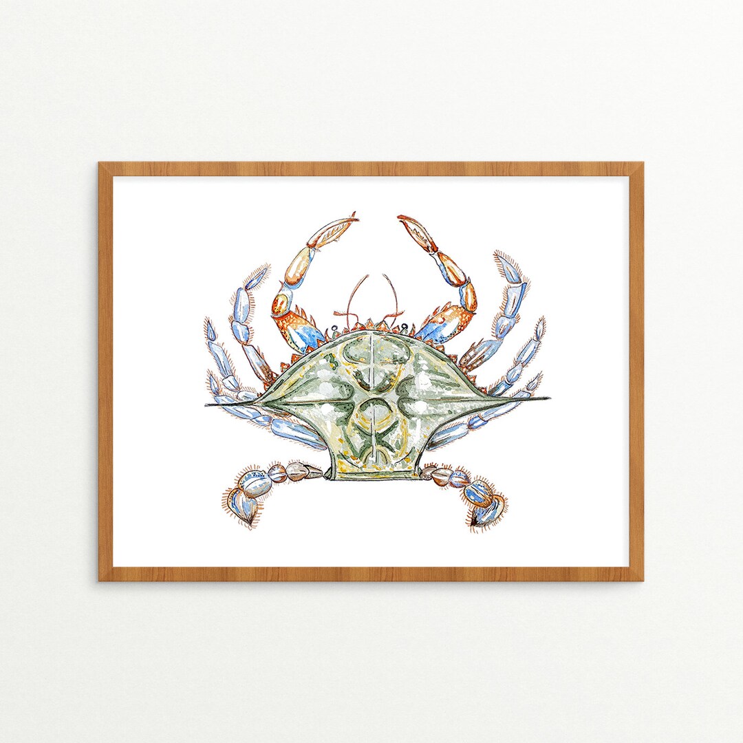 Blue Crab | Print (blue Crab Art, Blue Crab Decor, Blue Crab Gift, Crab ...