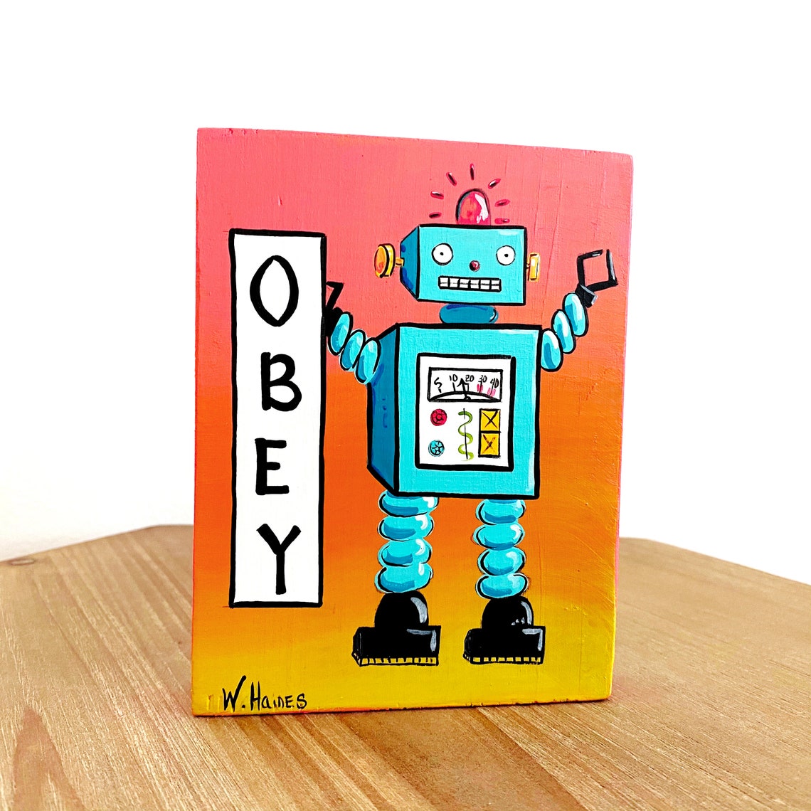 Obey robot Wooden Block - Etsy